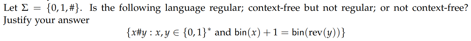 Solved = Let Σ {0,1, #}. Is the following language regular; | Chegg.com