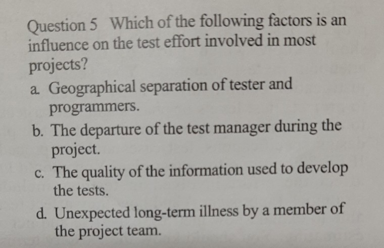 Solved Question 5 Which of the following factors is an | Chegg.com