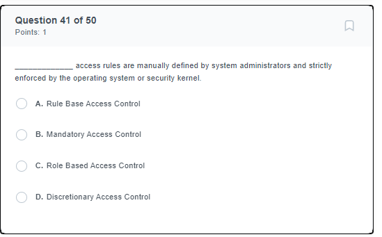 Solved access rules are manually defined by system | Chegg.com