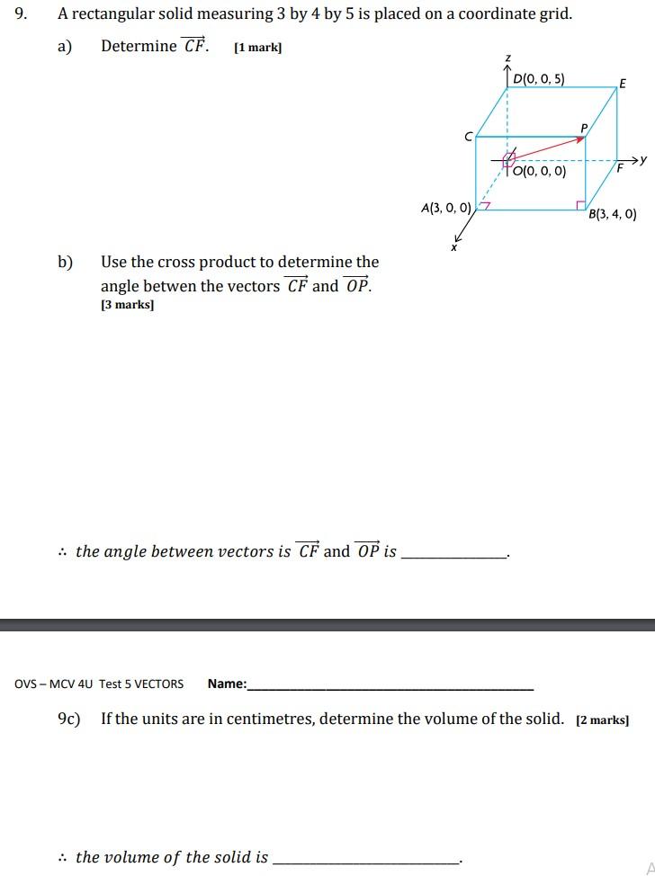 A rectangular solid measuring 3 by 4 by 5 is placed | Chegg.com