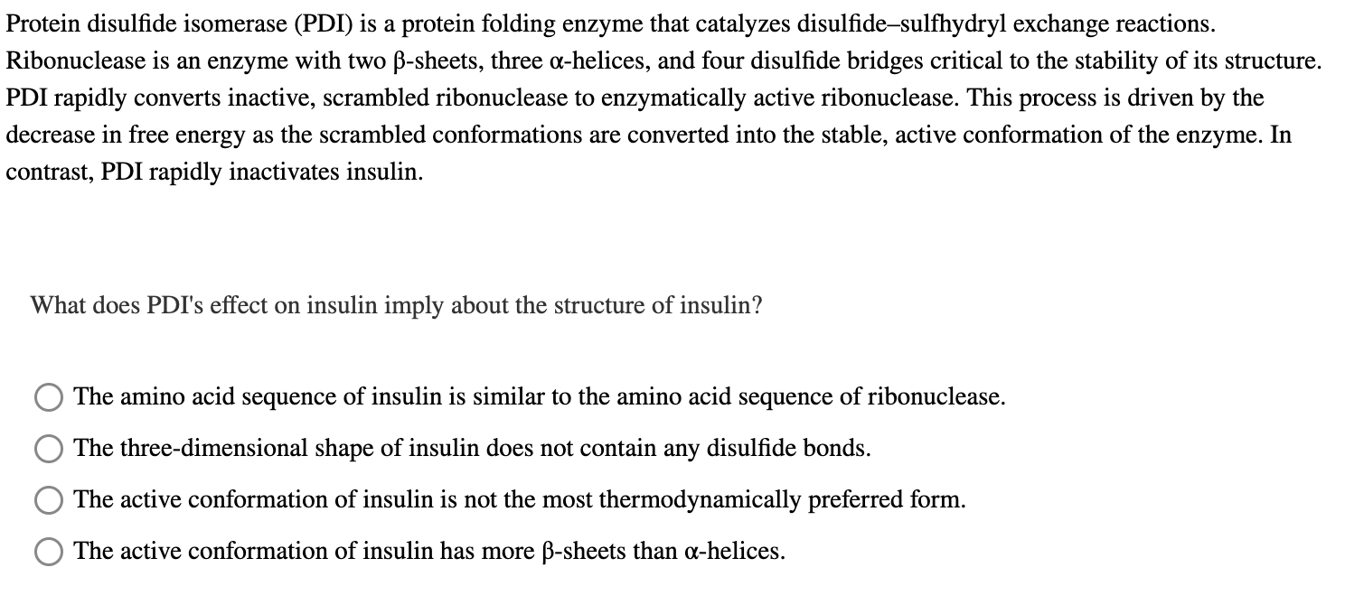 Solved Protein disulfide isomerase (PDI) is a protein | Chegg.com