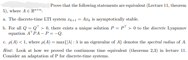 Solved Prove that the following statements are equivalent | Chegg.com