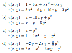 Solved The following complex variable functions f(z) = u(x, | Chegg.com