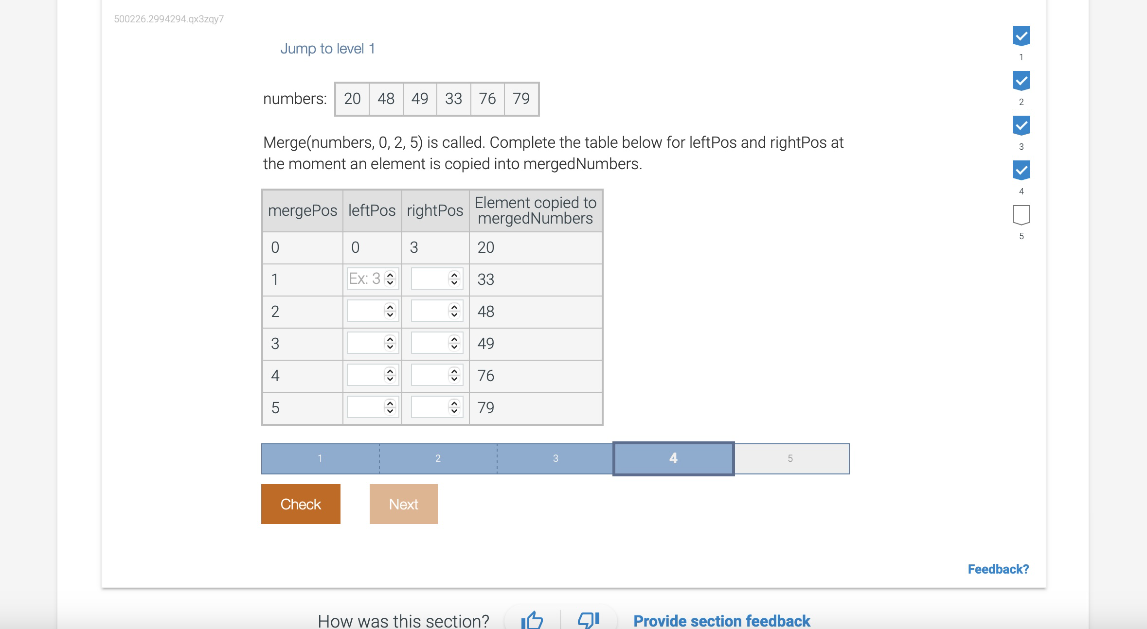 Solved Jump to level 1 numbers: Merge(numbers, 0,2,5) is | Chegg.com
