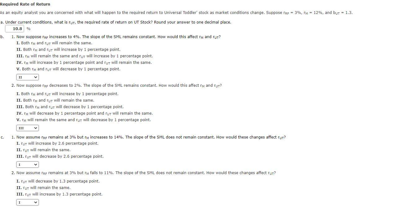 Solved Under current conditions, what is rUT, the required | Chegg.com