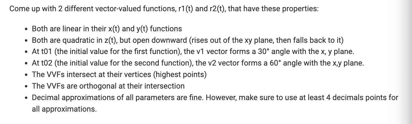 Solved Come up with 2 different vector-valued functions, | Chegg.com