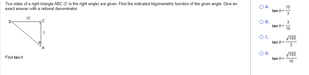 Solved Two sides of a right triangle ABC ( C is the right | Chegg.com