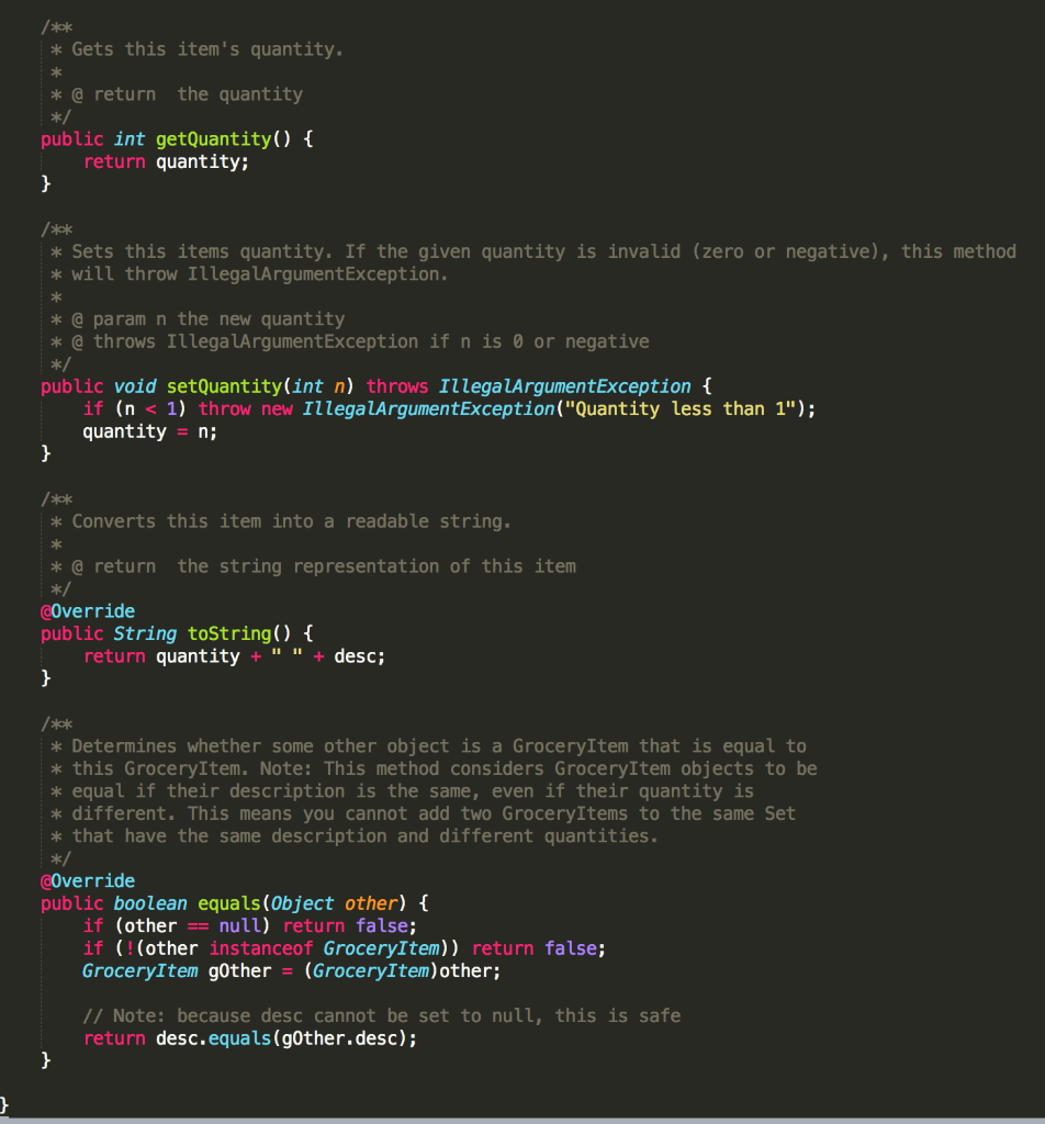 Solved * Gets this item's quantity. * @return the quantity | Chegg.com