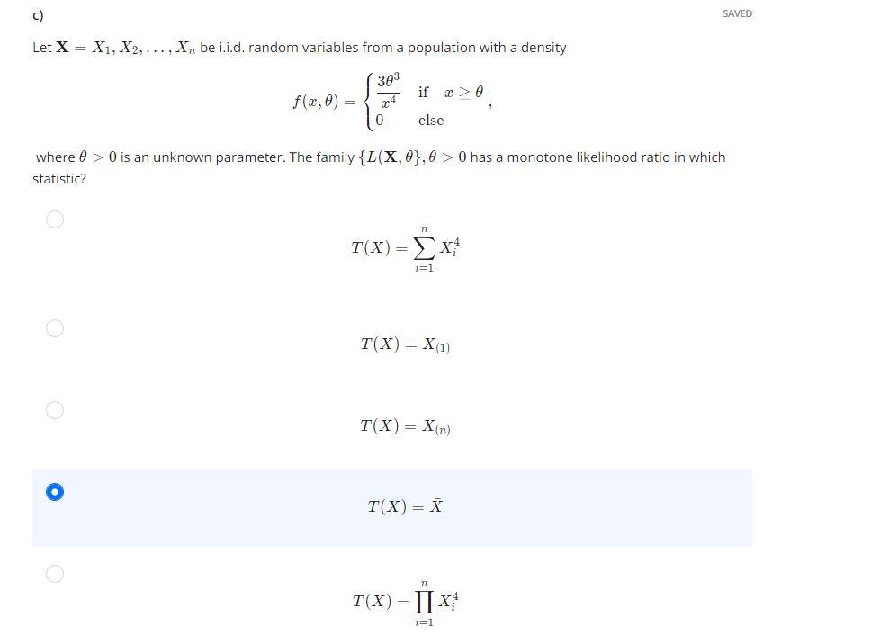 Solved c) SAVED Let X = X1, X2,..., Xn be i.i.d. random | Chegg.com