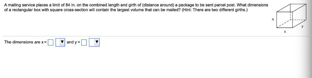 Solved A mailing service places a limit of 84 in. on the | Chegg.com