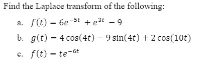Solved Find the Laplace transform of the following: a. | Chegg.com