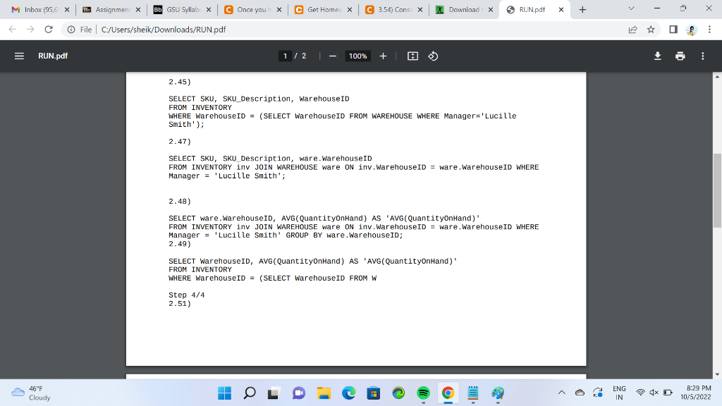 Solved NEED THE SCREEN SHORTS OF BELOW QUERIES FROM MYSQL | Chegg.com
