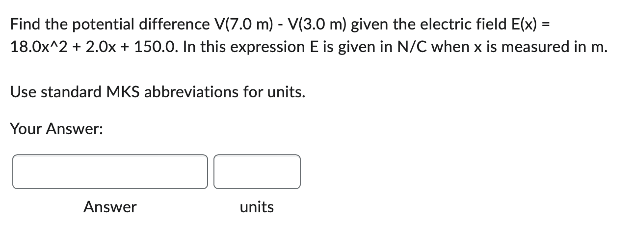 Solved Find the potential difference \\( \\mathrm{V}(7.0 | Chegg.com