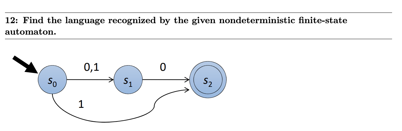 Solved 12: Find the language recognized by the given | Chegg.com