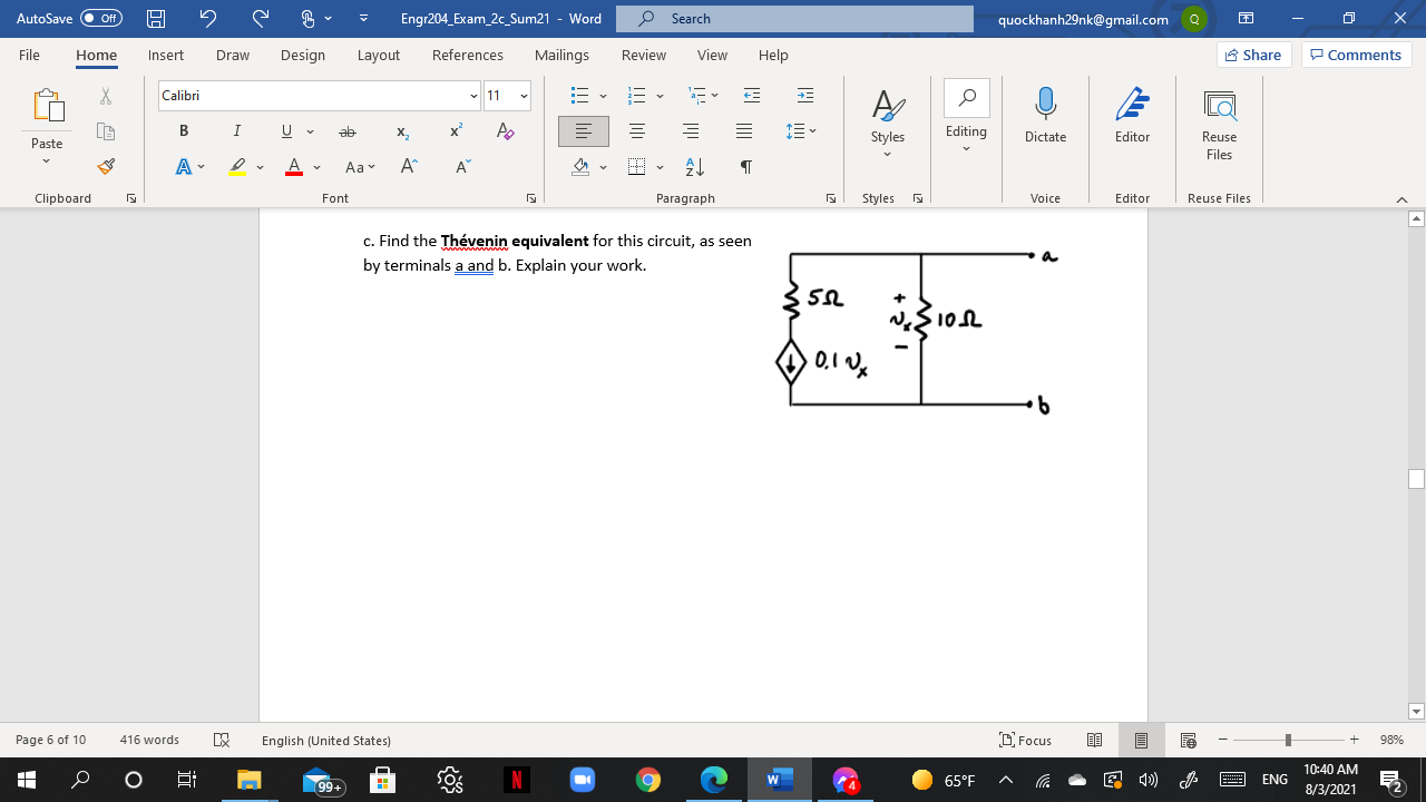 Solved AutoSave Off I Engr204_Exam_2c_Sum21 - Word Search | Chegg.com