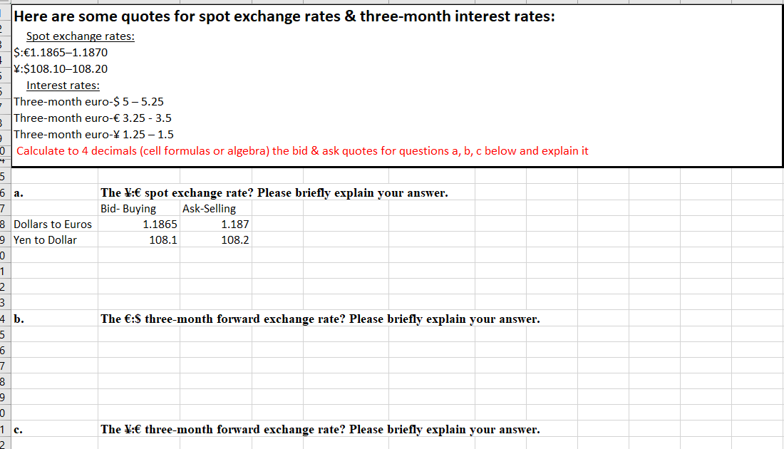 Solved Here are some quotes for spot exchange rates & | Chegg.com