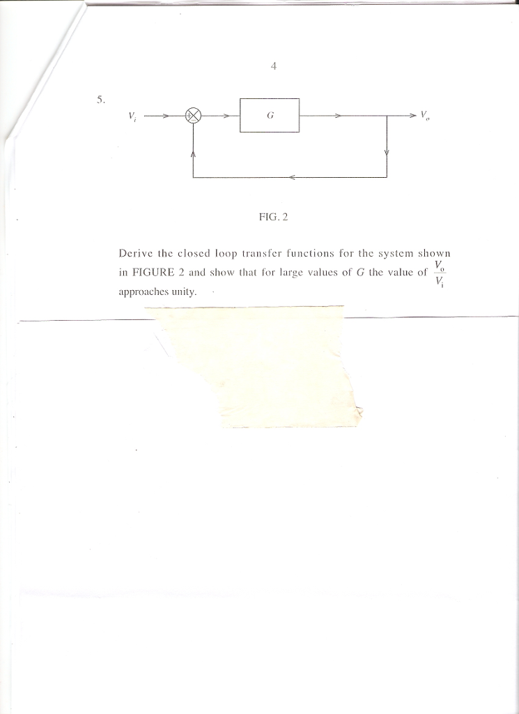 Solved 4. 5. FIG. 2 Derive the closed loop transfer | Chegg.com