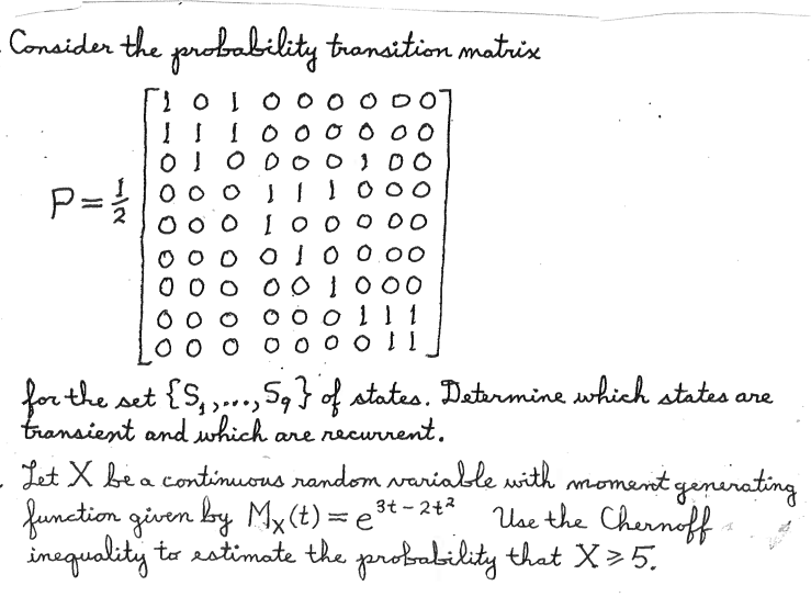 Solved Consider the probability transition | Chegg.com