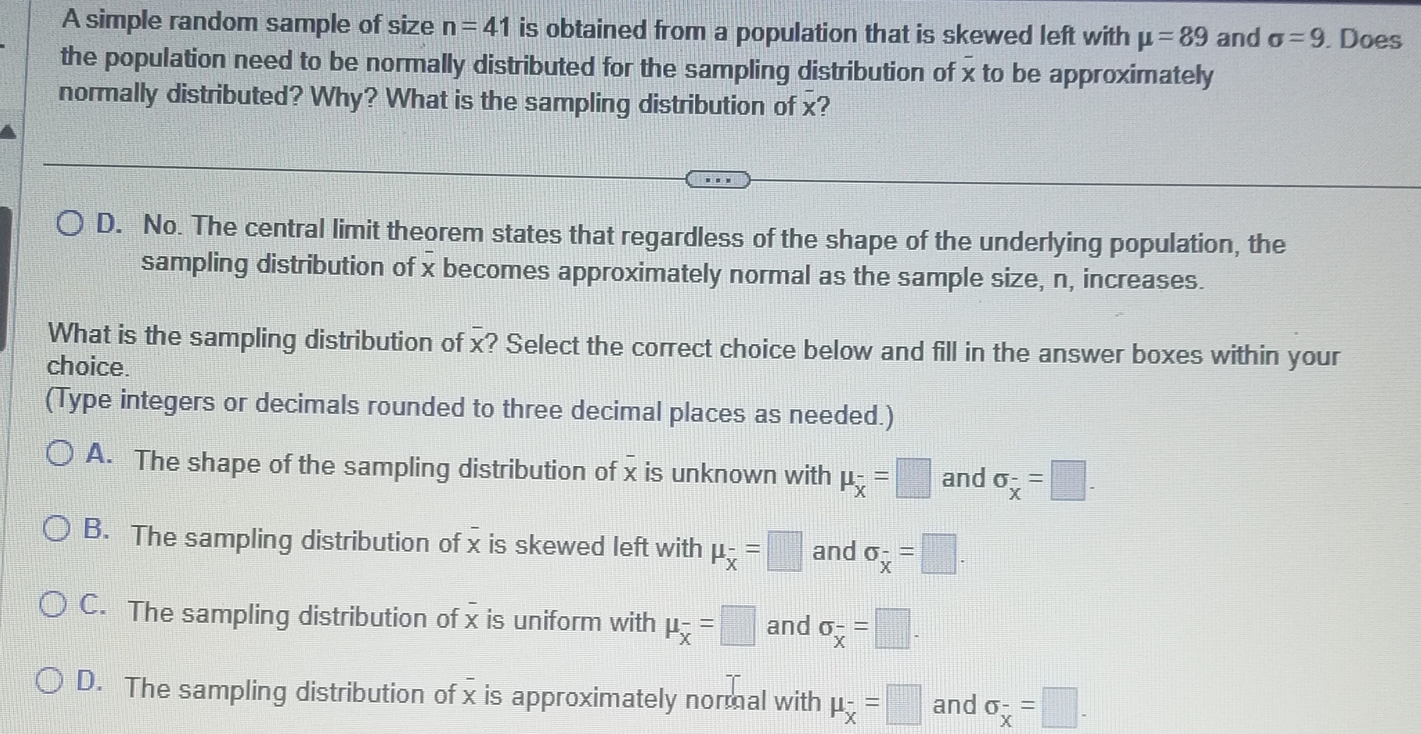 Solved A simple random sample of size n=41 is obtained from | Chegg.com