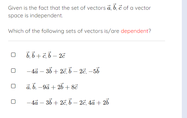 Solved Given is the fact that the set of vectors \\( | Chegg.com