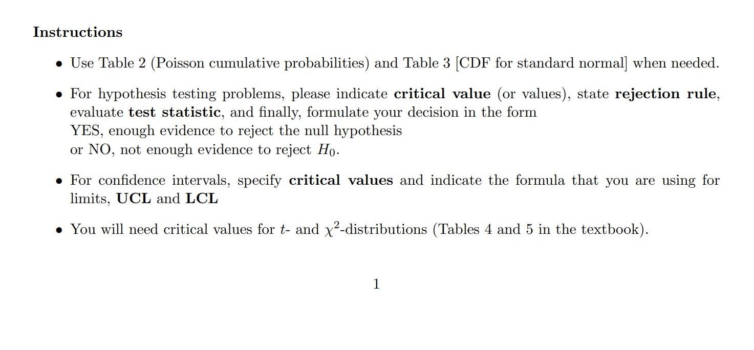 Solved Instructions • Use Table 2 (Poisson cumulative | Chegg.com