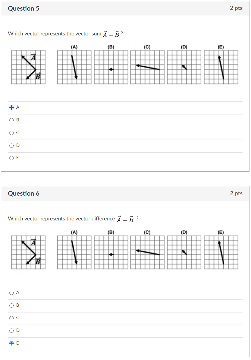 Solved Which vector represents the vector sum LaTeX: \vec{A} | Chegg.com