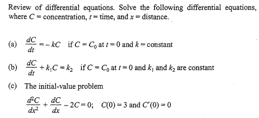 Solved Review of differential equations. Solve the following | Chegg.com