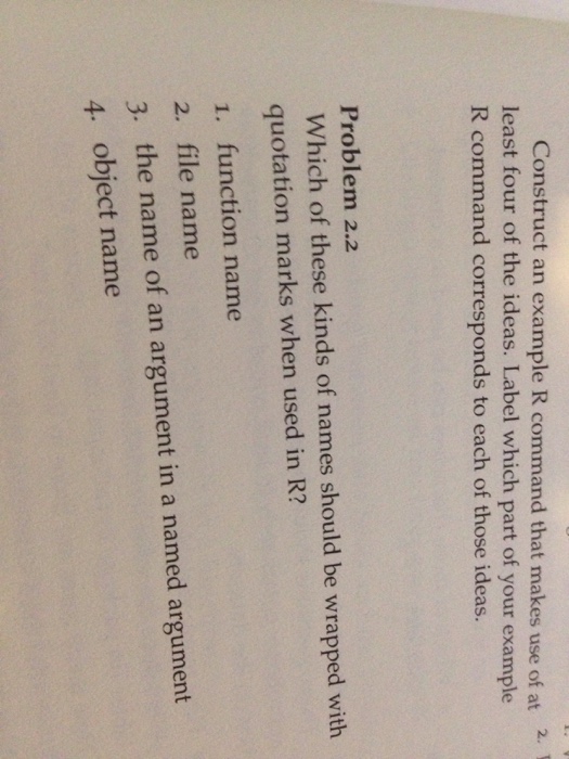 Solved Construct An Example R Command That Makes Use Of At