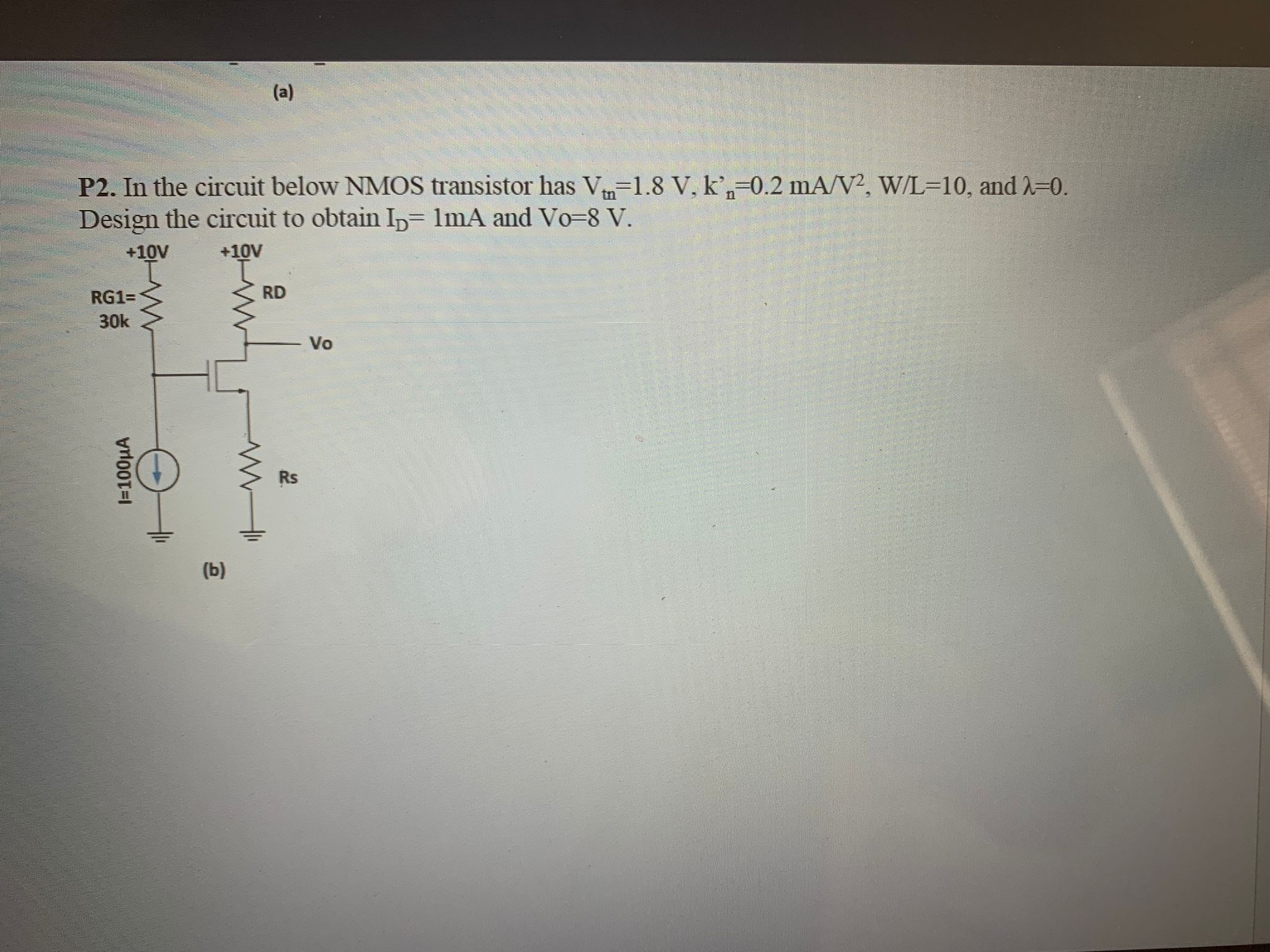 Solved In the circuit below NMOS transistor has Vtn=1.8 V, | Chegg.com