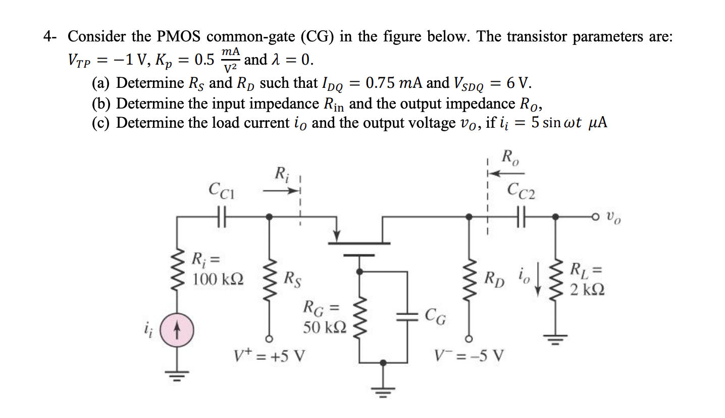 Solved - Consider the PMOS common-gate (CG) in the figure | Chegg.com