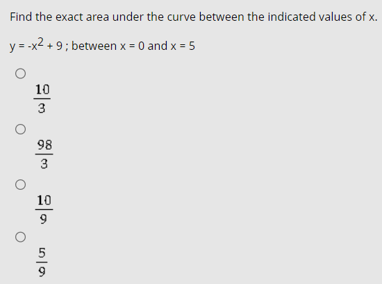 Solved Find the exact area under the curve between the | Chegg.com