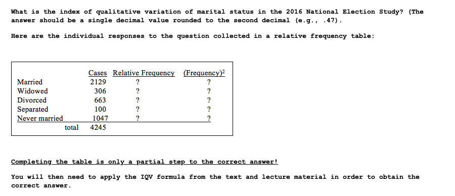Solved What is the index of qualitative variation of | Chegg.com