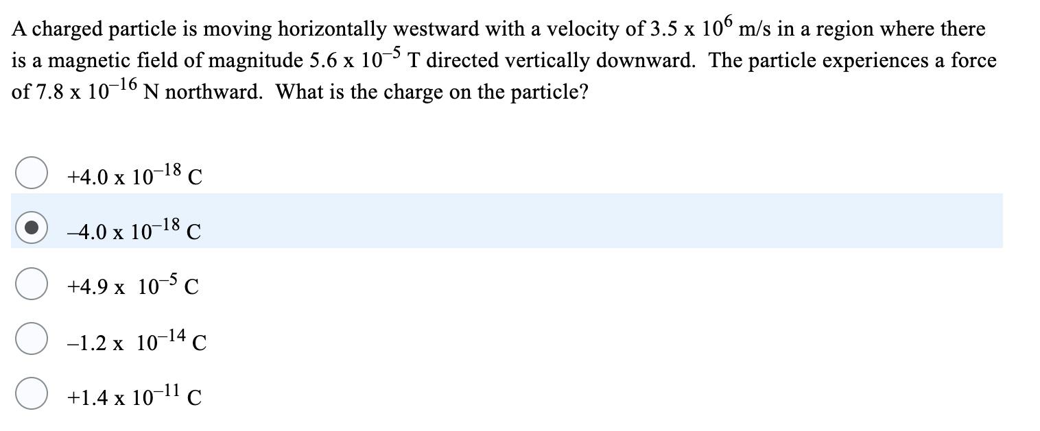 Solved A charged particle is moving horizontally westward | Chegg.com