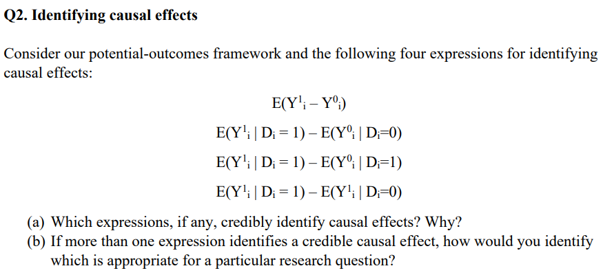 Solved Q2. Identifying causal effects Consider our | Chegg.com