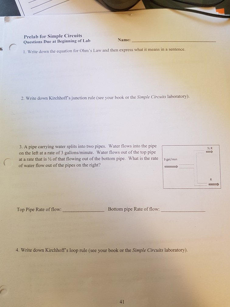 Solved Prelab for Simple Circuits Questions Due at Beginning | Chegg.com