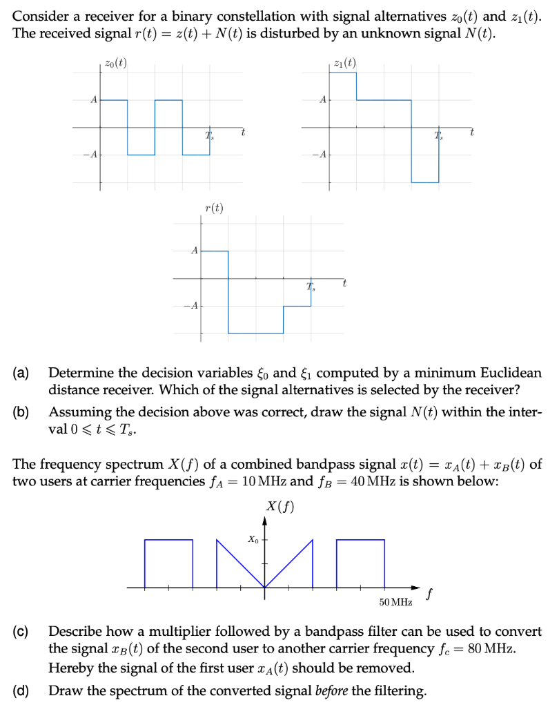 Consider a receiver for a binary constellation with | Chegg.com