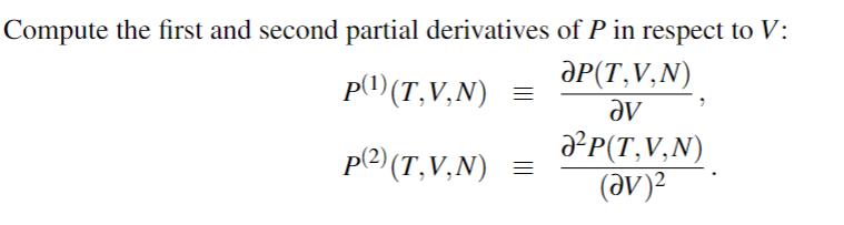 Solved Compute the pressure P(T,V,N), with the appropriate | Chegg.com