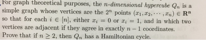 Solved For graph theoretical purposes, the n-dimensional | Chegg.com