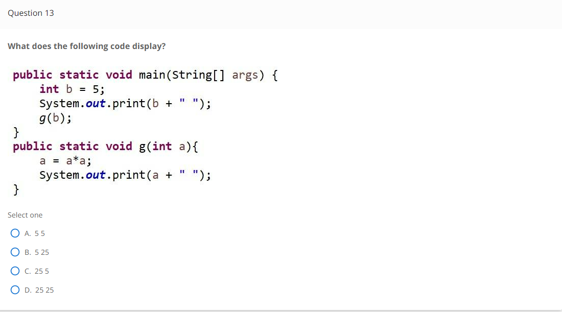 Solved Question 1 What does the following code display? | Chegg.com