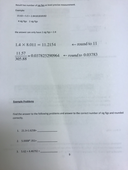 Solved Result has number of sig figs as least precise | Chegg.com