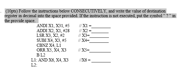 Solved == (10pts) Follow the instructions below | Chegg.com