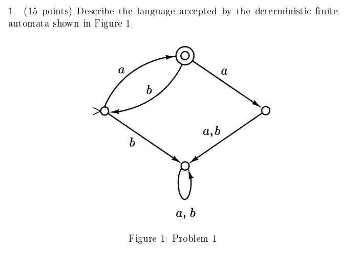 Solved 1. (15 points) Describe the language accepted by the | Chegg.com