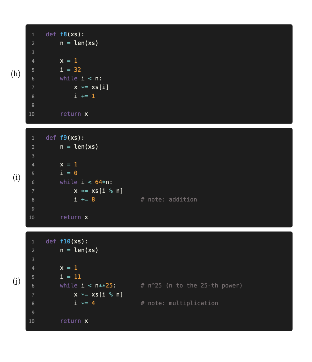 Solved 1. Give the asymptotic running time of each the | Chegg.com