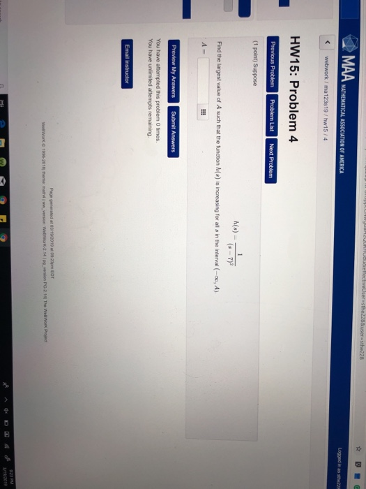 Solved MAA HW15: Problem 4 | Chegg.com