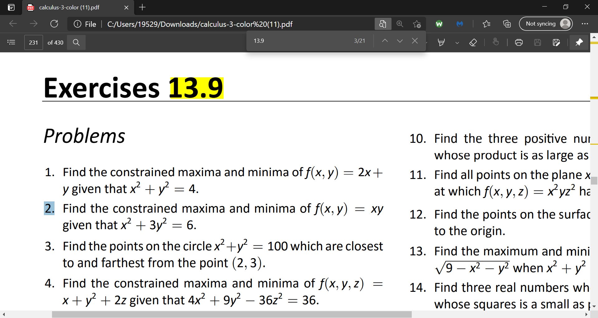 Solved Find the constrained maxima and minima of f(x, y) = | Chegg.com