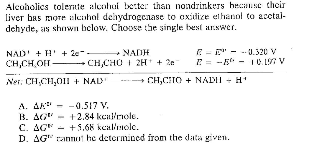 Solved Alcoholics tolerate alcohol better than nondrinkers | Chegg.com