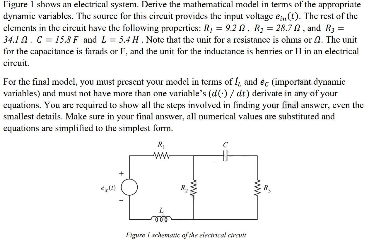 Solved Figure 1 shows an electrical system. Derive the | Chegg.com