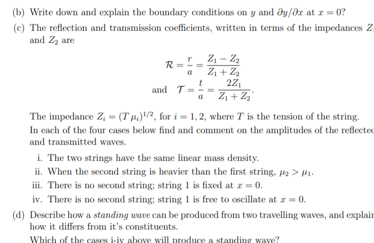 3. Transmission and reflection of transverse waves (5 | Chegg.com