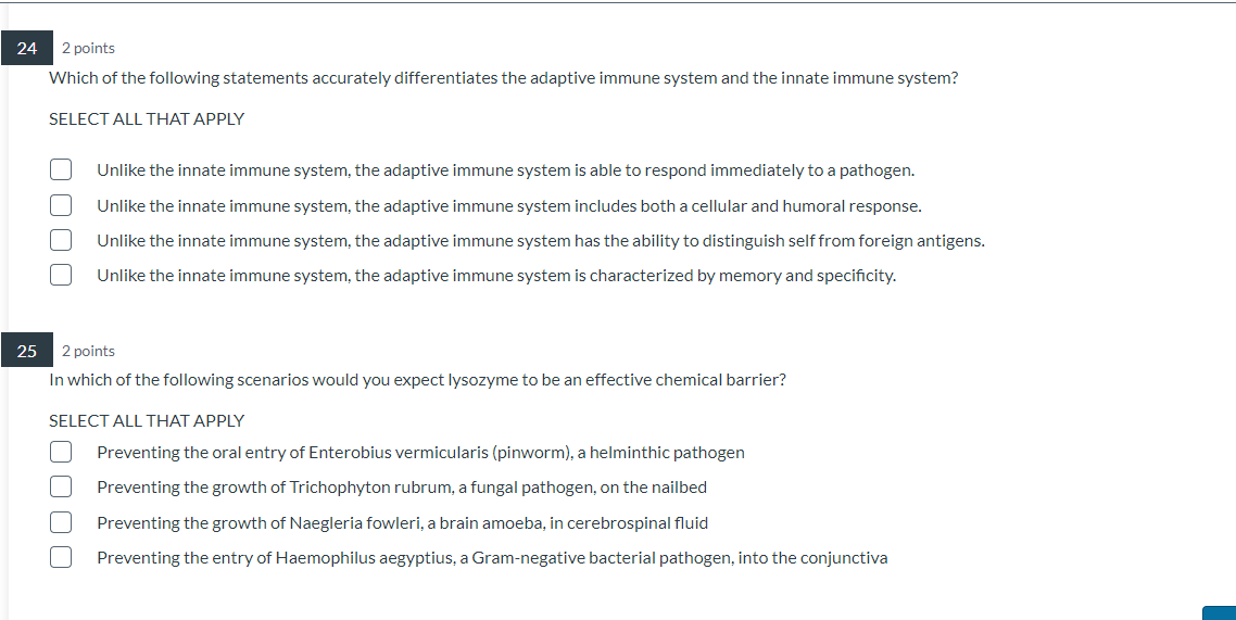 Solved 24 25 2 points Which of the following statements | Chegg.com