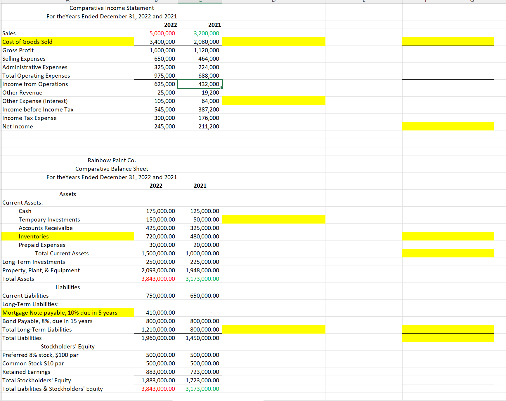 Vertical analysis Problem solve | Chegg.com